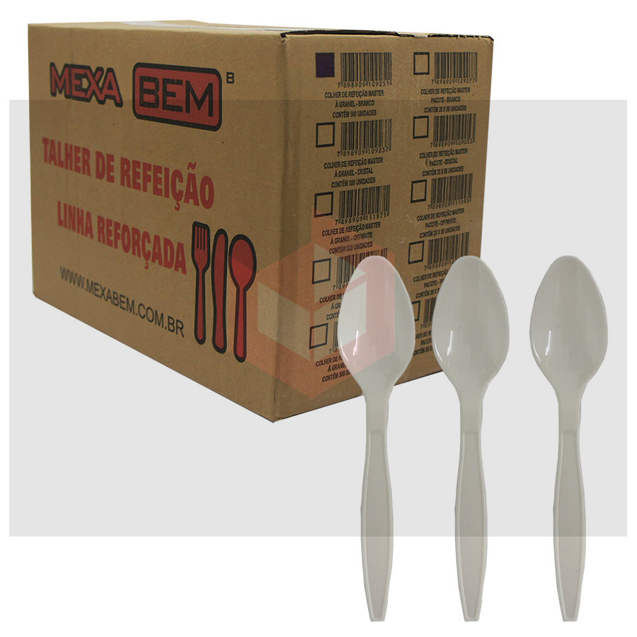 Colher Refeição Branco Mexa Bem c/ 500un - Talher Prático