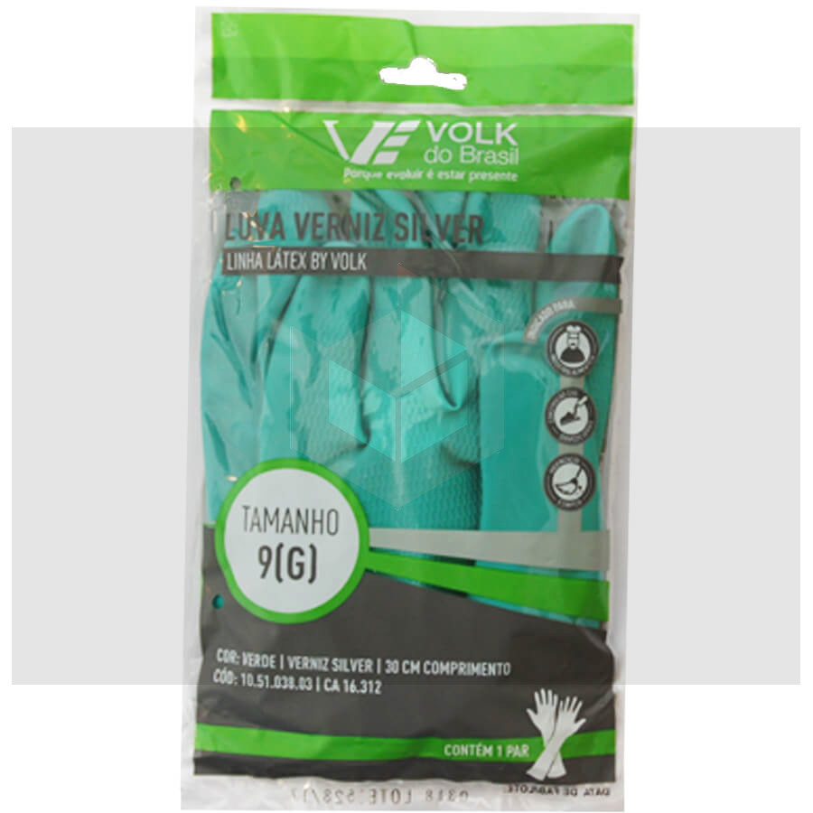 Luva Verde Grande Verniz Silver Volk - Proteção EPI