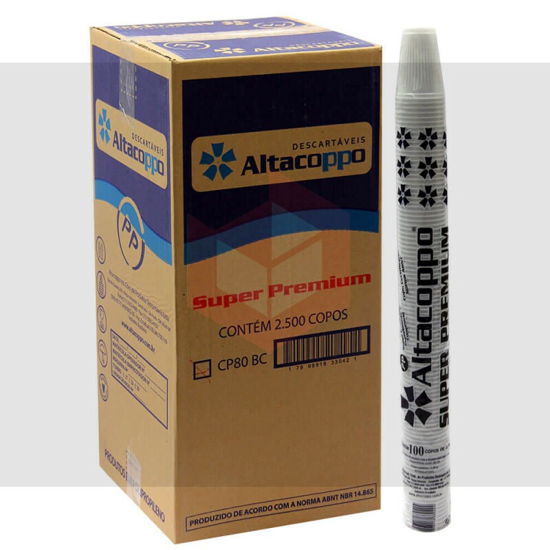 Copo Altacoppo PP branco 80ml 25x100un | Concorde