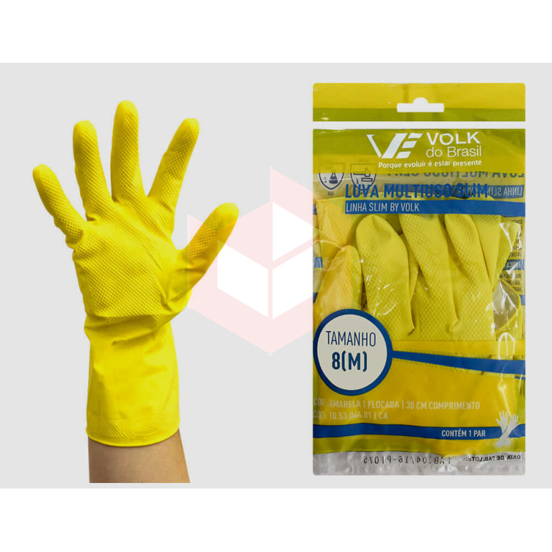 Luva Amarela Média Slim Multi-Uso Volk - Proteção Eficaz
