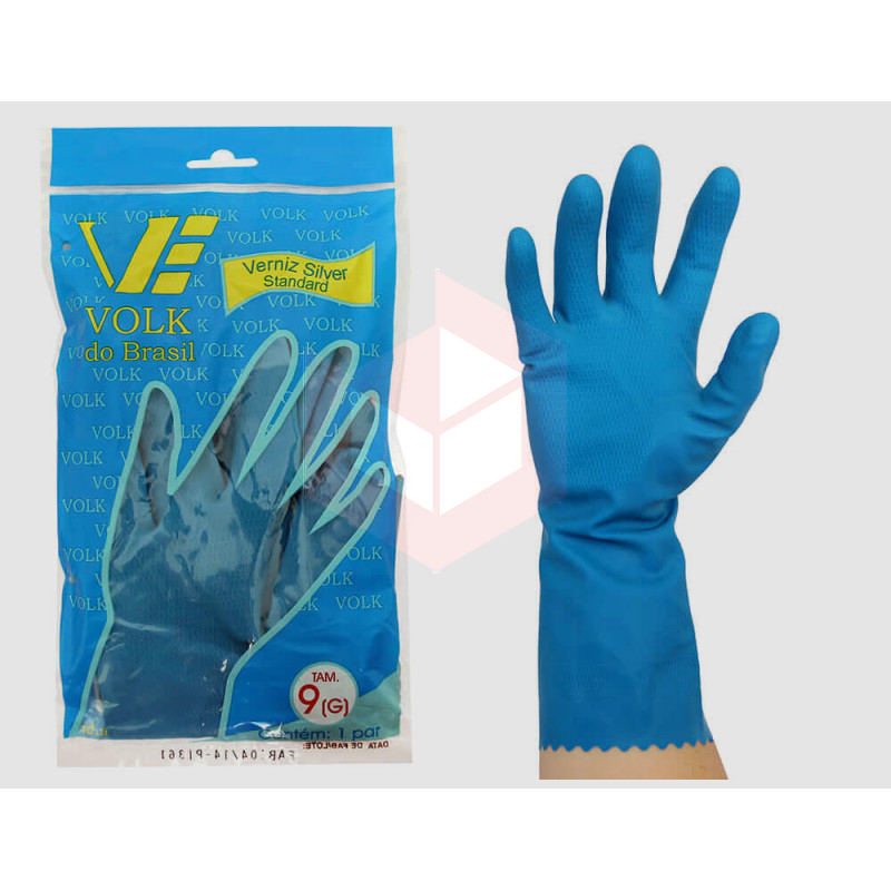 Luva Azul Grande Verniz Silver Volk - Proteção EPI