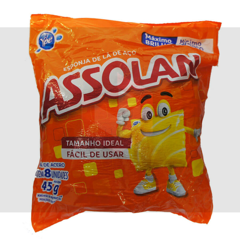 Lã de Aço Assolan com 8 Unidades - Ideal para Limpeza