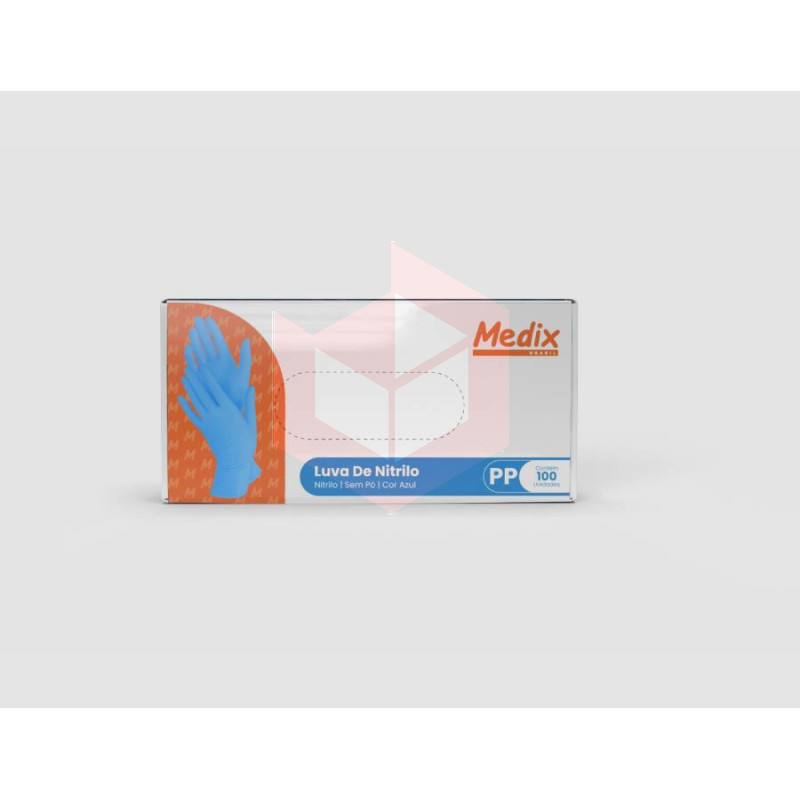 Luva Nitrilo Azul Sem Pó PP Medix c/100un - EPI