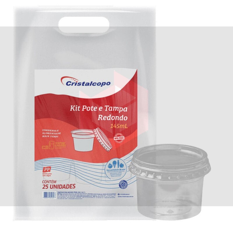 Pote Redondo c/ Tampa KP145CR Cristalcopo 145ml 25 Unid.