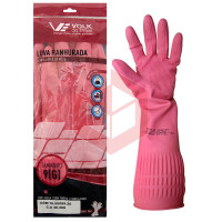 Luva Rosa Grande Ranhurada Volk - Proteção Química