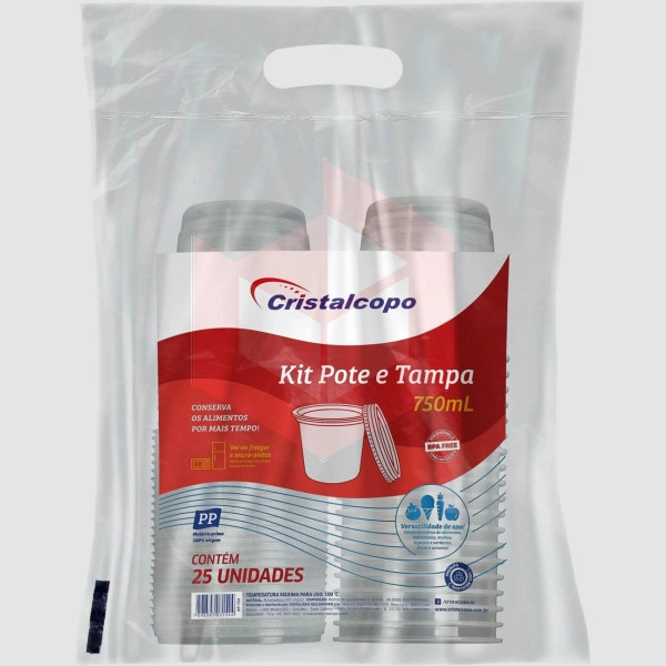 Pote Cristalcopo com tampa KP750ml c/25un
